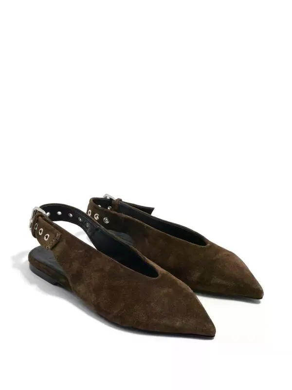 Bimba Y Lola Buckle Embellished Flat Slingback Pumps - Brown