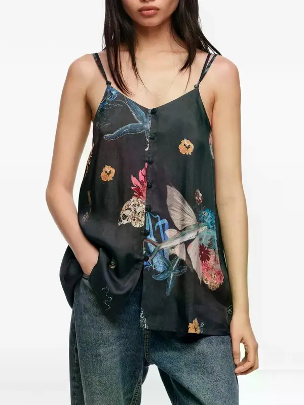 Bimba Y Lola Floral Print Button Top