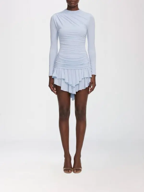 SELF-PORTRAIT Long Sleeve Ruched Mini Dress - Blue