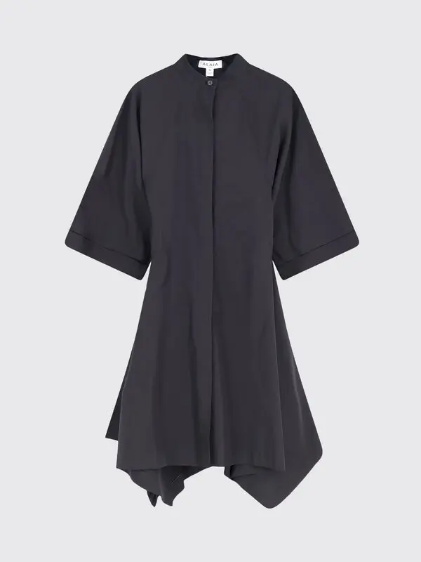 Alaïa Asymmetrical Cotton Chemisier Mini Dress - Black
