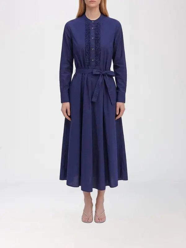 Aspesi Cotton Ruffled Shirtdress - Blue