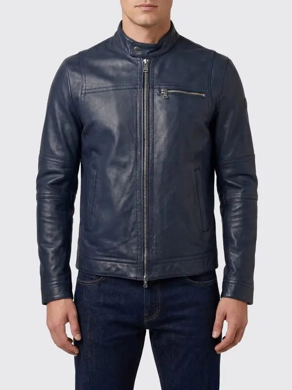 Peuterey Leather Biker Jacket - Blue