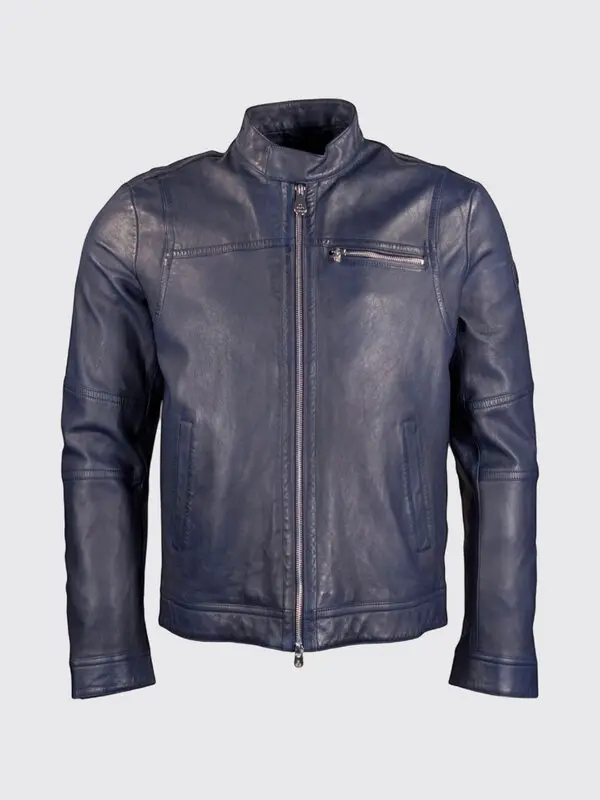 Peuterey Leather Biker Jacket - Blue