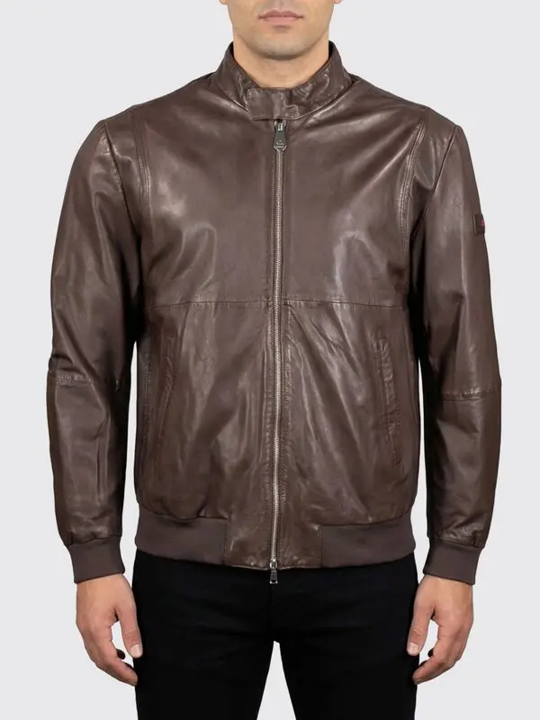 Peuterey Leather Bomber Jacket - Brown
