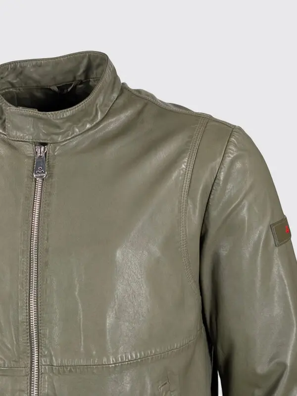 Peuterey Leather Bomber Jacket - Green