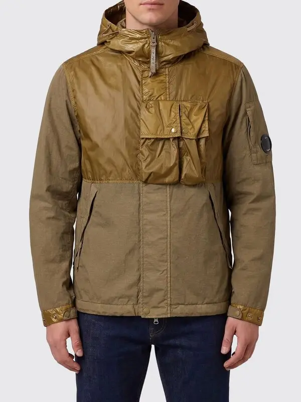 C.P. COMPANY Flatt Nylon Mixed Hooded Lens Jacket - Green