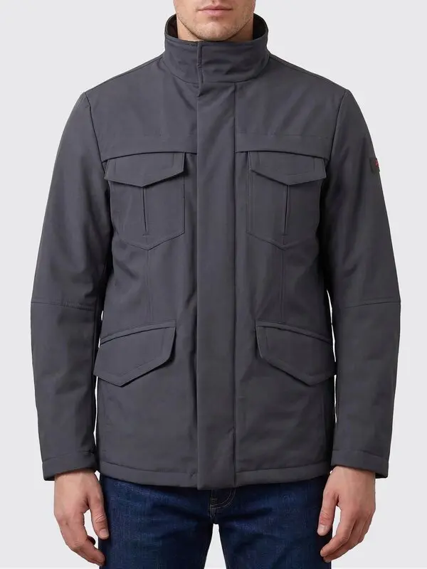 Peuterey Short Parka In Stretch Polyester - Blue