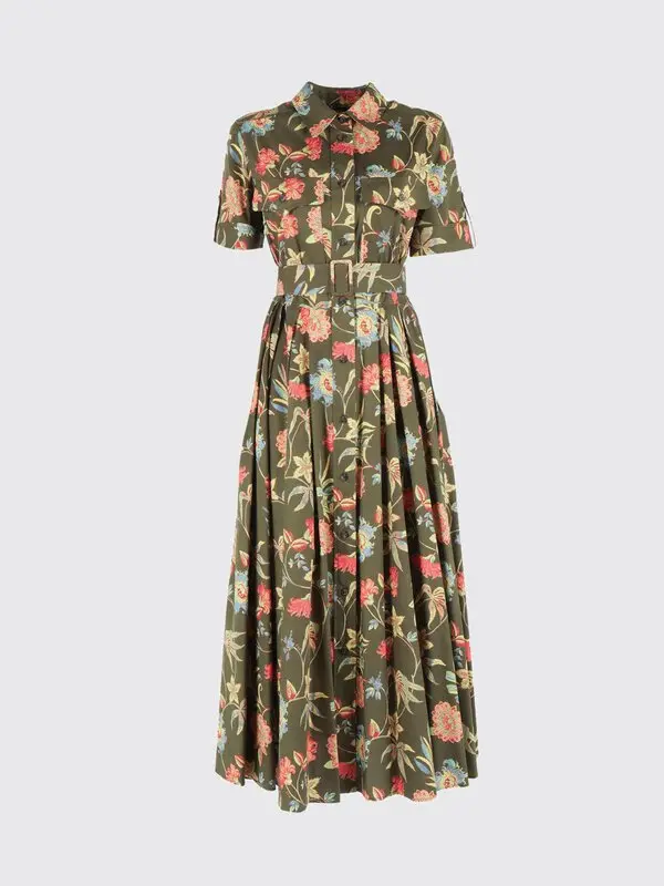 FAY Cotton Shirtdress With Floral Print - Green