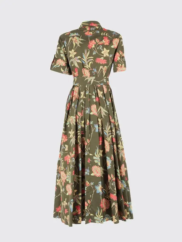 FAY Cotton Shirtdress With Floral Print - Green