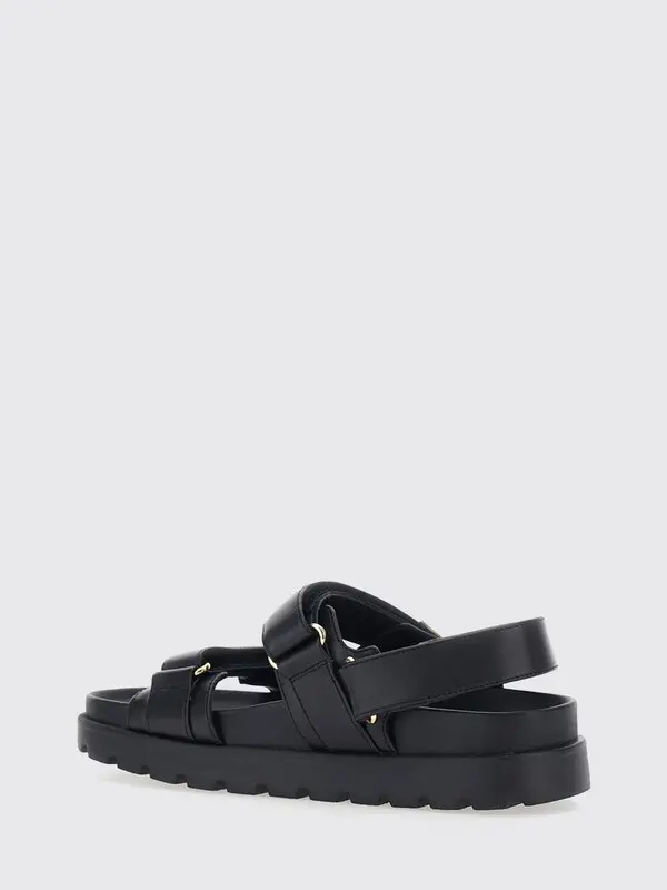Tory Burch Mellow Leather Slingback Sandals With Double T Logo - Black