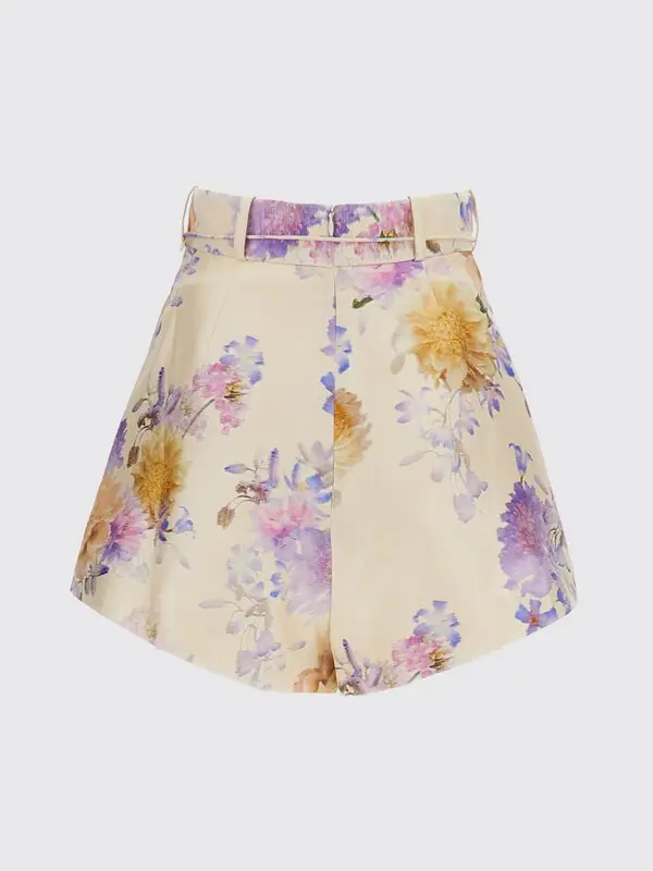 Zimmermann Floral Print Silk And Cotton Shorts - Beige