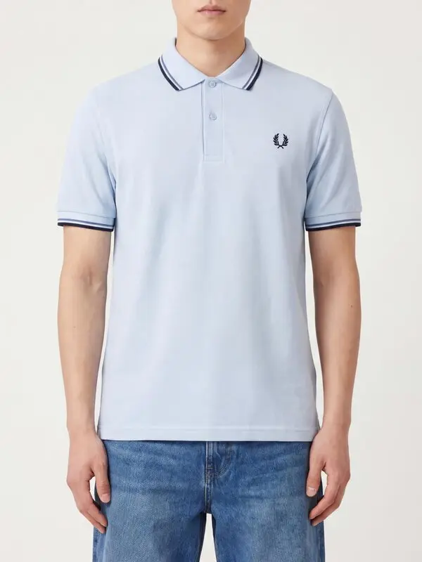 Fred Perry Cotton Polo Shirt With Logo - Gnawed Blue