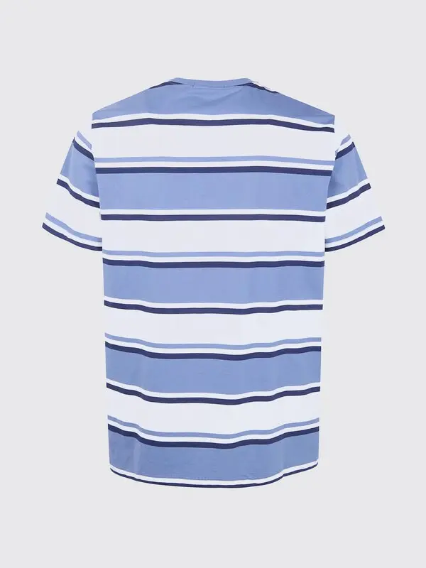 Fred Perry Striped Cotton T-shirt With Logo - Blue