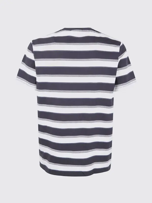 Fred Perry Striped Cotton T-shirt With Logo - Grey