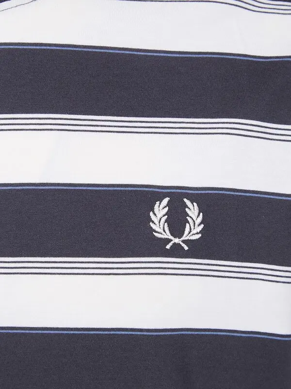 Fred Perry Striped Cotton T-shirt With Logo - Grey