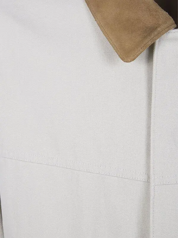 TOM FORD Cotton Jacket With Suede Collar - White