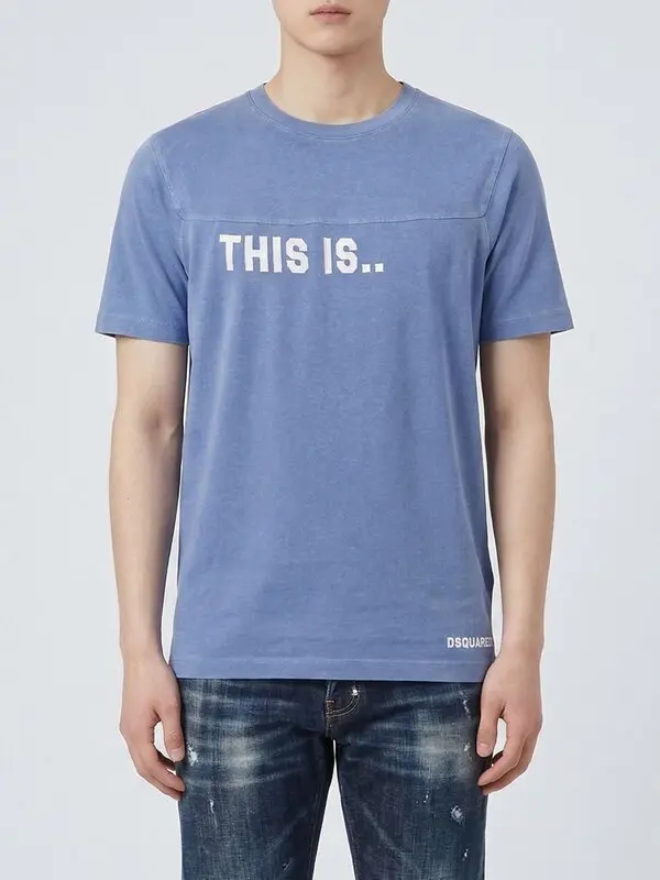 Dsquared2 Cotton T-shirt With Slogan Print - Blue