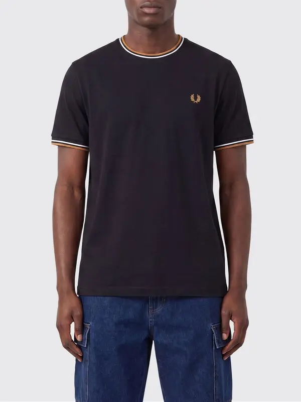 Fred Perry Cotton T-shirt With Logo - Black