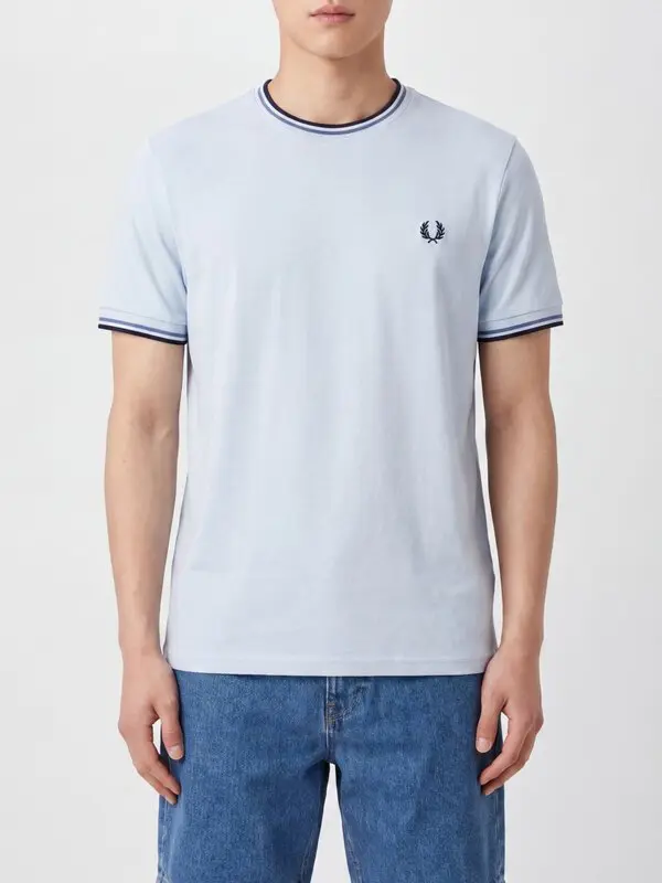 Fred Perry Cotton T-shirt With Logo - Blue 3