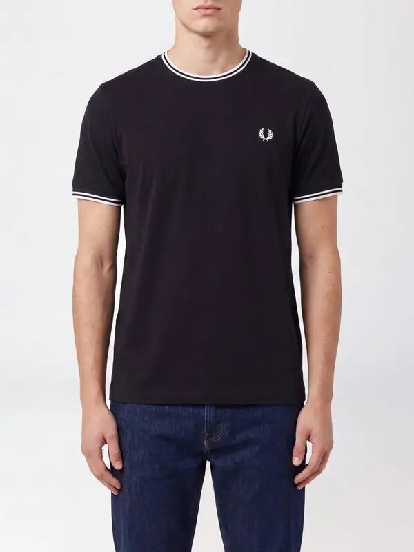 Fred Perry Cotton T-shirt With Logo - Blue