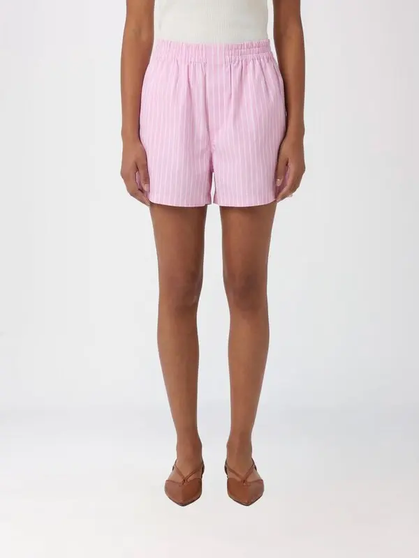 Balenciaga Striped Cotton Shorts - Pink