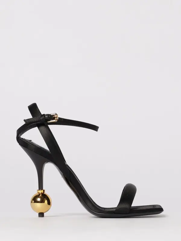 Moschino Sculptural Heel Satin Sandals - Black