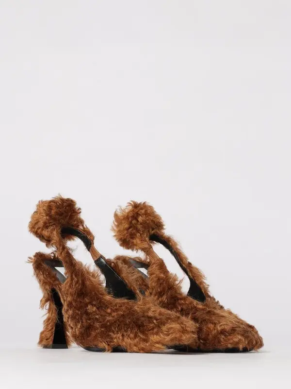 Moschino Mohair Slingback Pumps - Coffee
