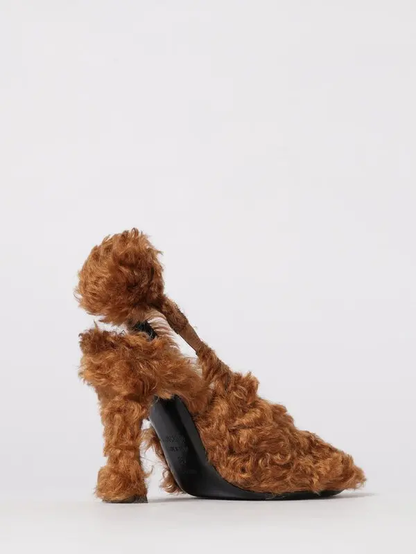 Moschino Mohair Slingback Pumps - Coffee