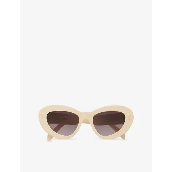 Celine 3-dots Cat-eye Acetate Sunglasses - White