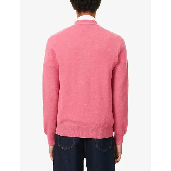 Play Comme Des Garcon Double-logo Embroidered Wool Cardigan