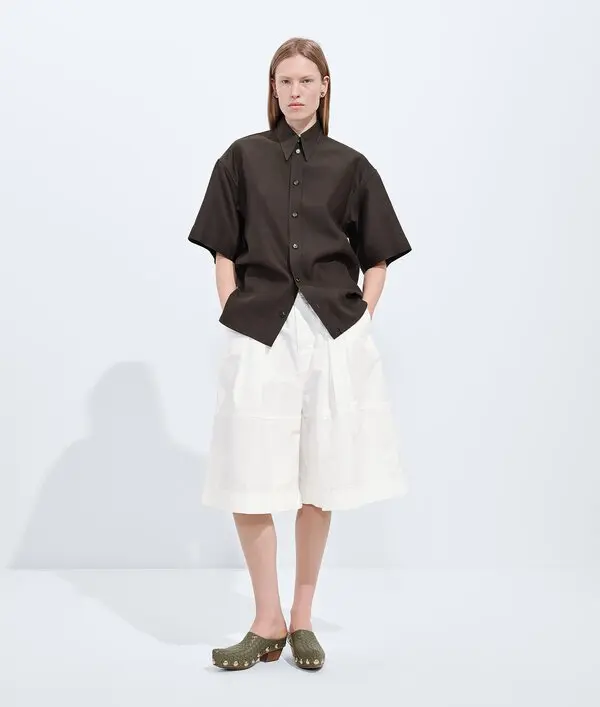 Bottega Veneta Compact Cotton Toile Culotte - Chalk