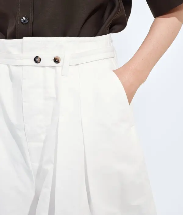 Bottega Veneta Compact Cotton Toile Culotte - Chalk
