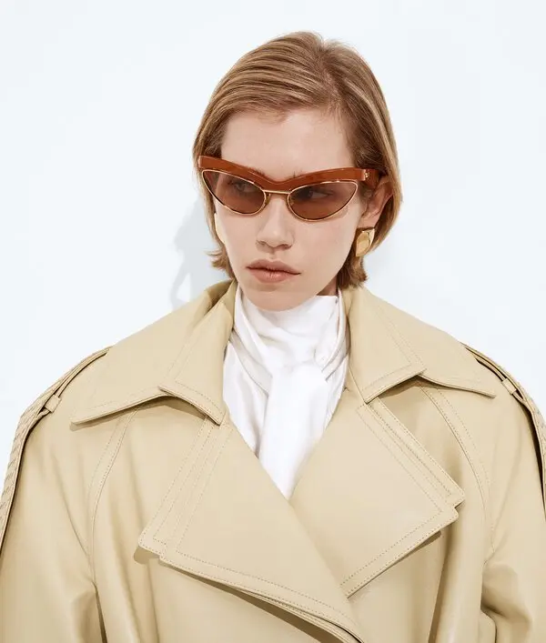 Bottega Veneta Duo Angle Cat Eye Sunglasses - Orange/pink