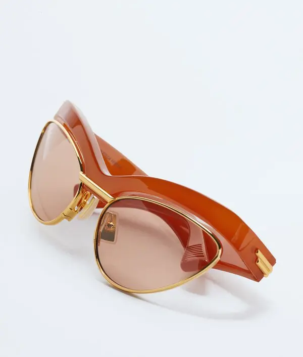 Bottega Veneta Duo Angle Cat Eye Sunglasses - Orange/pink