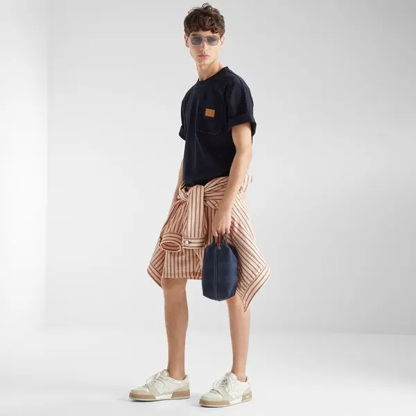 Fendi Lui Toiletry Case In Pequin Stripe Canvas