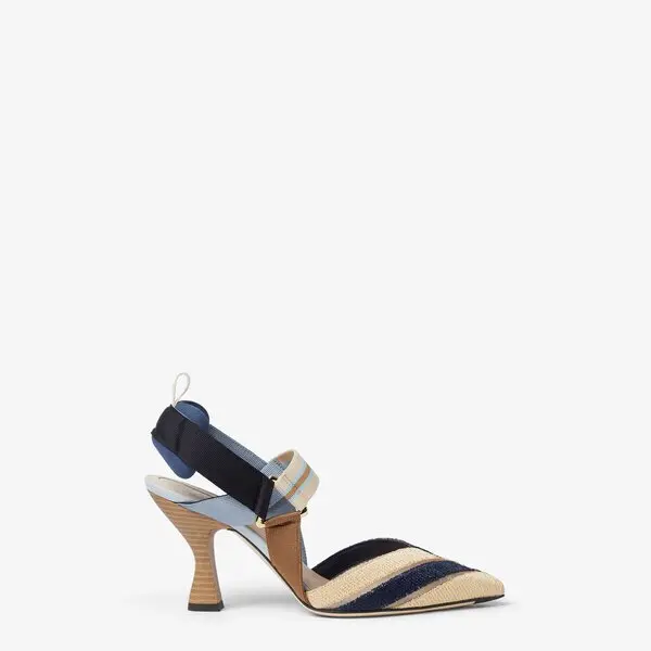 Fendi Colibrì Slingbacks In Nude Pink Mesh