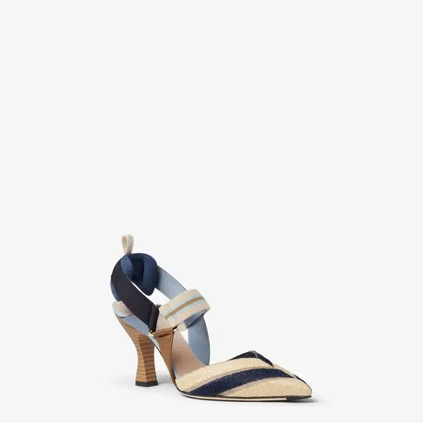Fendi Colibrì Slingbacks In Nude Pink Mesh