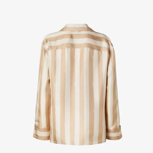 Fendi Long-sleeved Silk Shirt With Pequin Stripe Motif