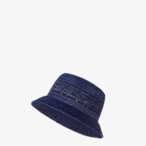 Fendi Raffia Bucket Hat With Ff Motif - Blue