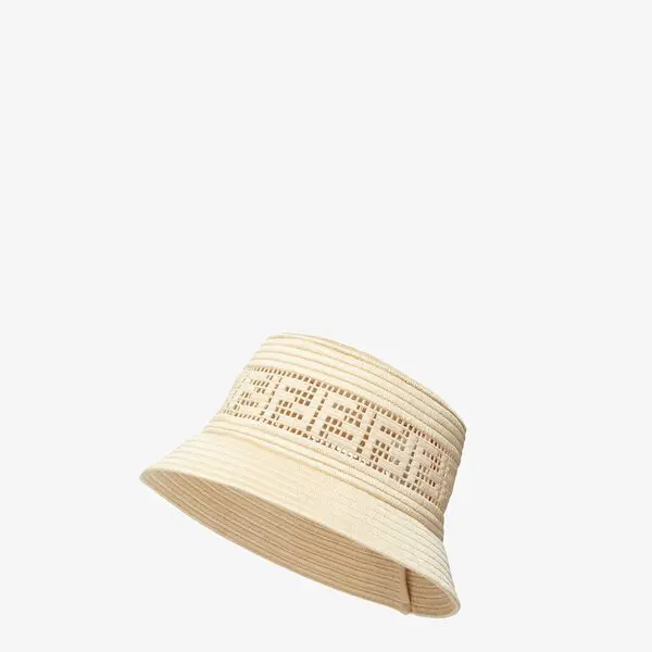 Fendi Raffia Bucket Hat With Ff Motif