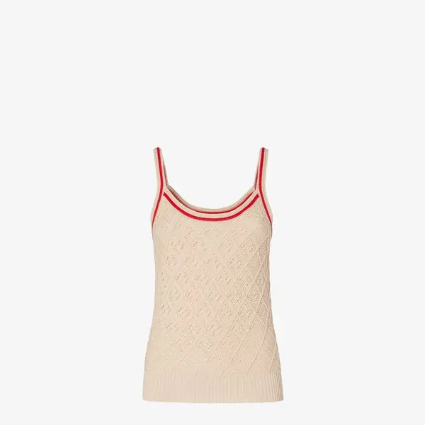 Fendi Sleeveless Argyle Embroidered Top