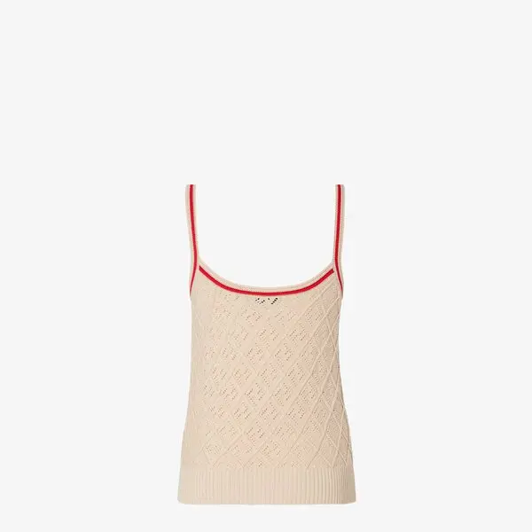 Fendi Sleeveless Argyle Embroidered Top