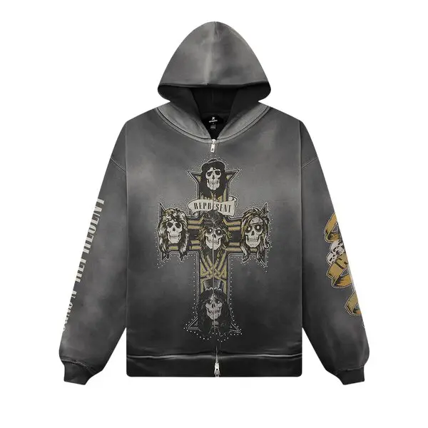 REPRESENT X Guns N' Roses Cross Zip Through Hoodie - Black