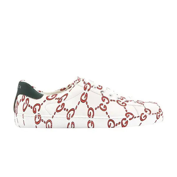 Gucci Ace Gg Supreme Chain Print - White