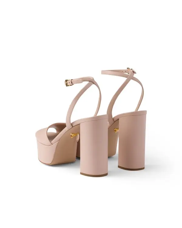 Prada Nappa Leather Platform Sandals - Powder