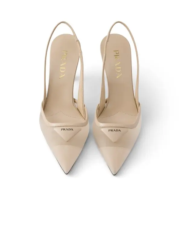 Prada Mesh Fabric Slingback Pumps - Neutral