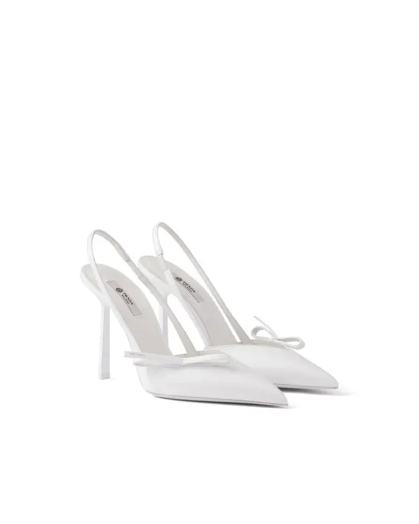 Prada Patent Leather Slingback Pumps - White