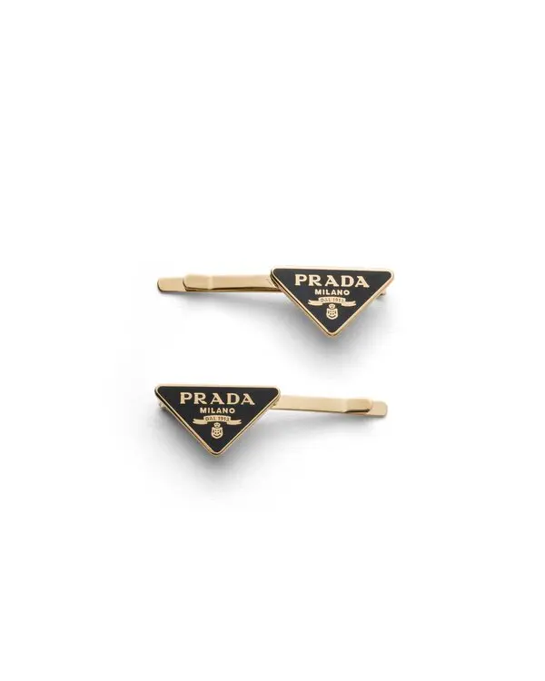 Prada Metal Hair Clips - Black