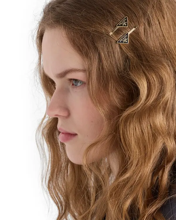 Prada Metal Hair Clips - Black
