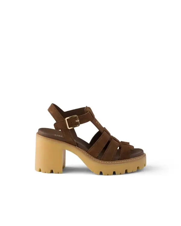 Prada High-heeled Suede Platform Sandals